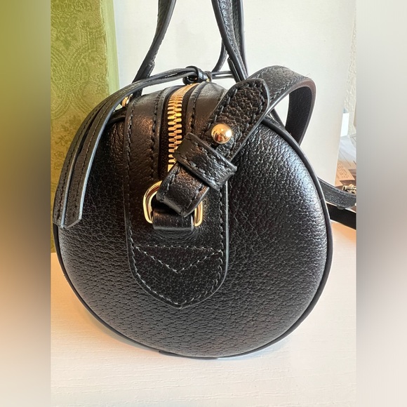 Gucci | Bags | Gucci Ophidia Leather Barrel Bag Blacknero Gucci Web | Poshmark
